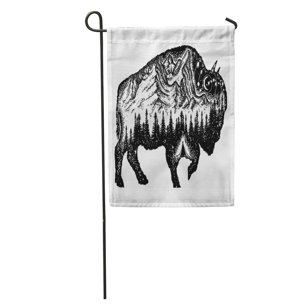 KDAGR Bison Tattoo Mountain Forest Night Sky Magic Tribal Double ...