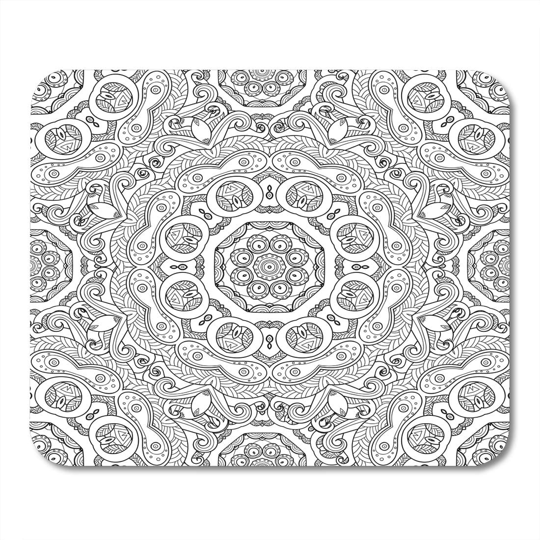 KDAGR Black Abstract Ethnic Mandala Sketchy White Coloring Batik Line ...