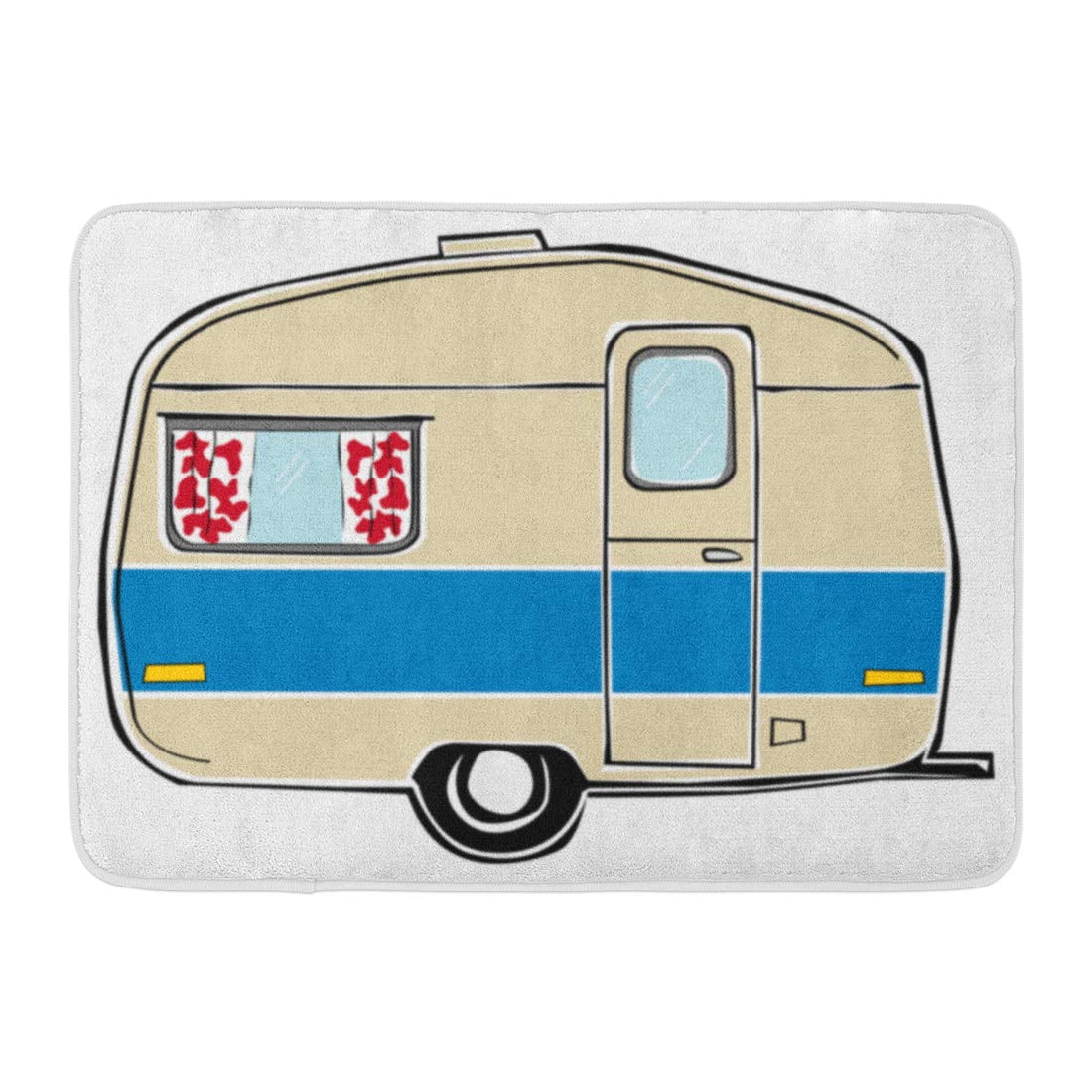 KDAGR Blue Caravan Retro Happy Hippie Vintage Travel Trailer Camper Red ...