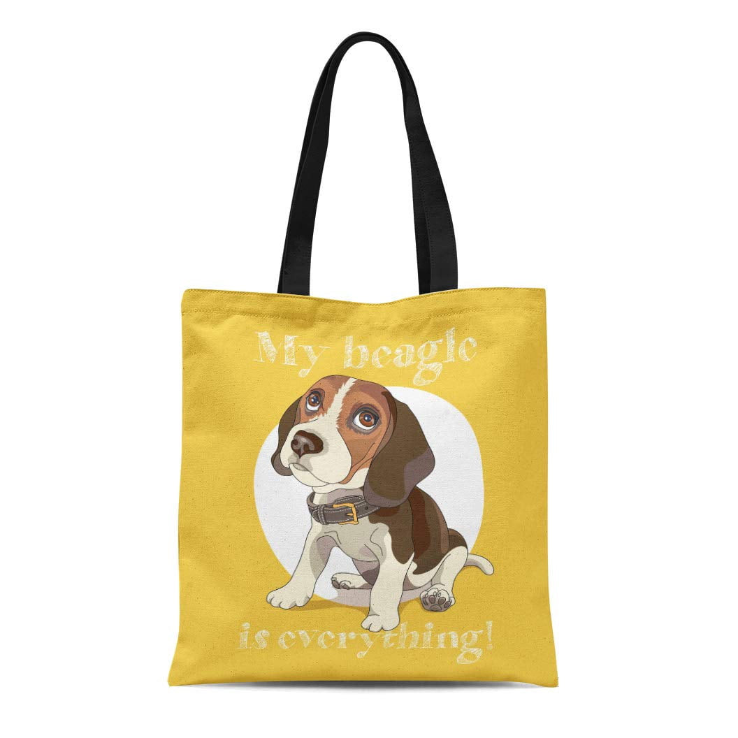KDAGR Canvas Bag Resuable Tote Grocery Shopping Bags Brown Funny Puppy ...