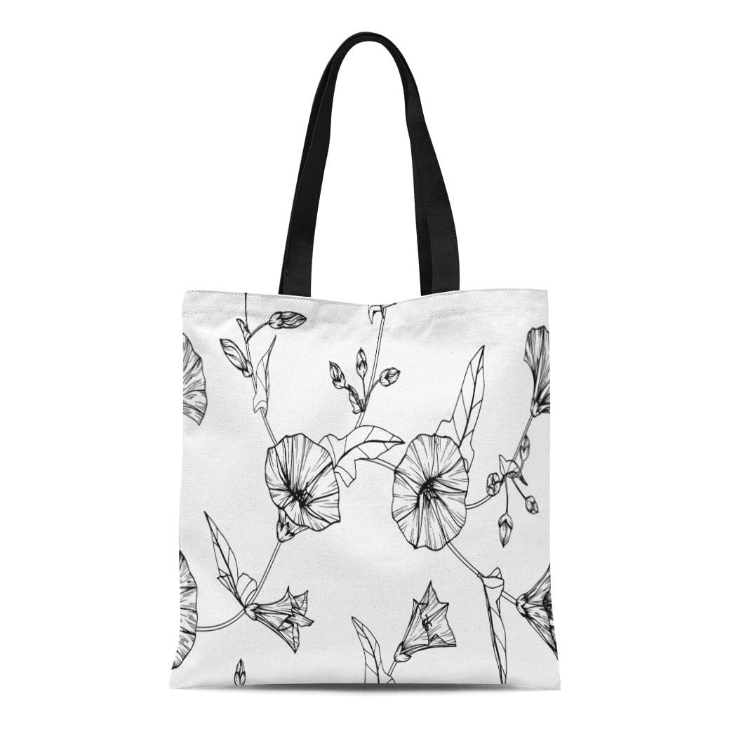KDAGR Canvas Tote Bag Abstract Flower Pattern Morning Glory and Leaf ...