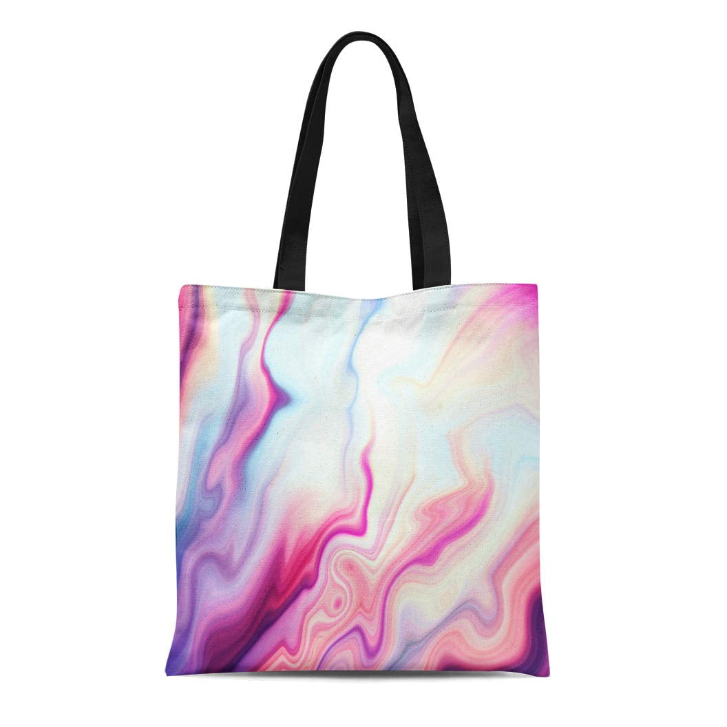 KDAGR Canvas Tote Bag Abstract Marbled Agate Slab Paint Liquid Marbling ...
