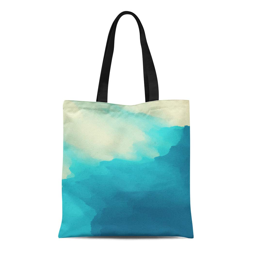 KDAGR Canvas Tote Bag Abstraction Blue Abstract Modern Pattern ...