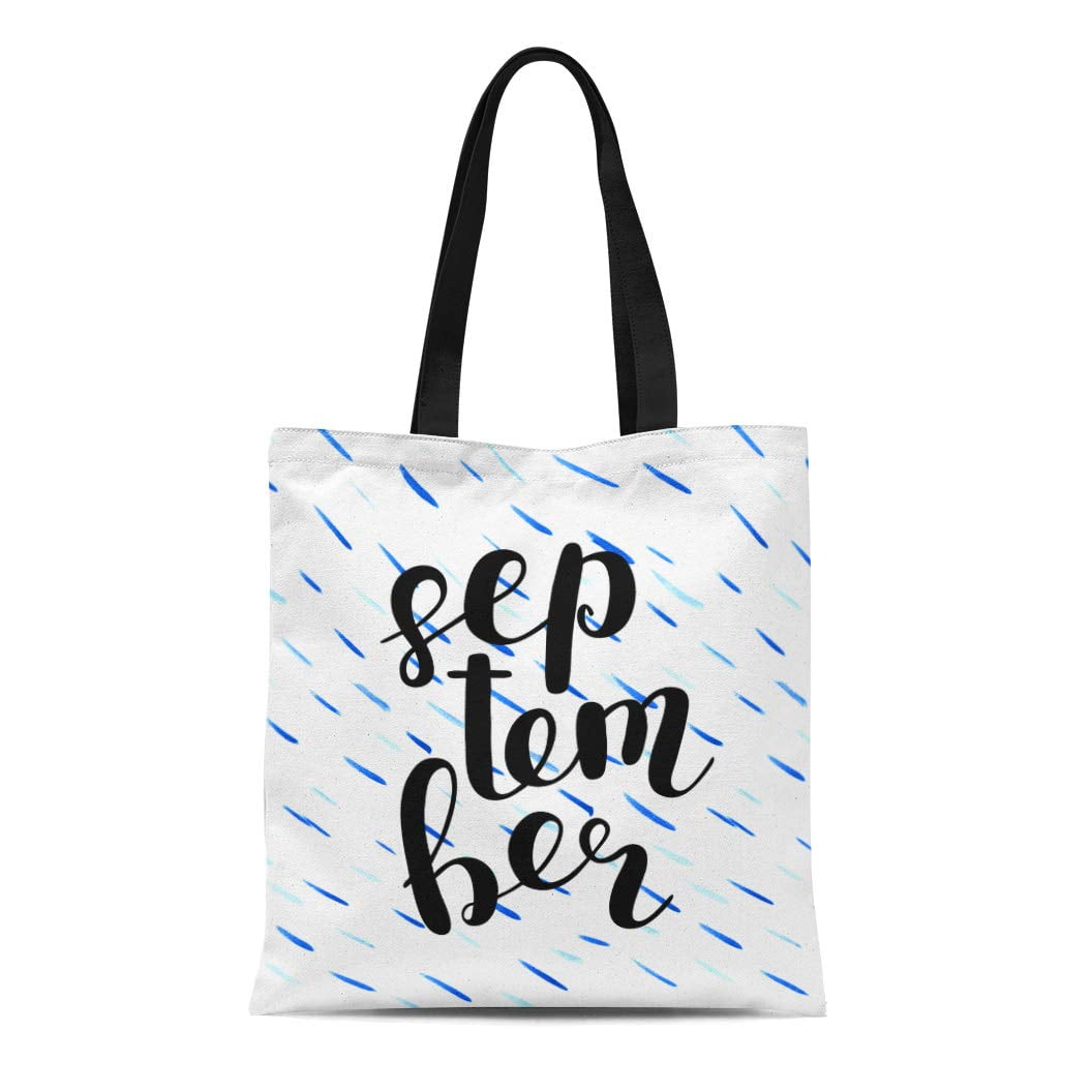 KDAGR Canvas Tote Bag Artistic September Brush Hand Lettering Modern ...