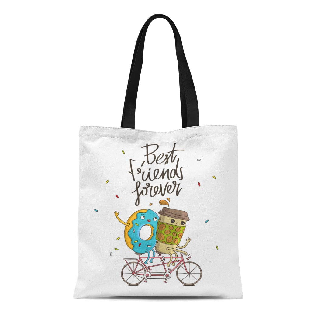 KDAGR Canvas Tote Bag Best Friends Forever the Trend of Friendship Cup ...