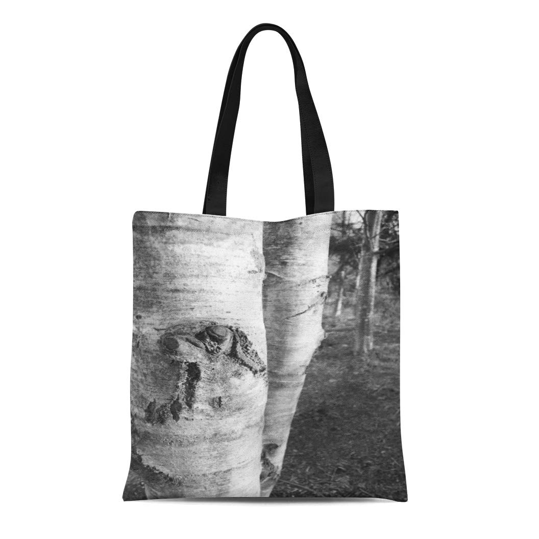 KDAGR Canvas Tote Bag Black Standing Together White Nature Trees ...