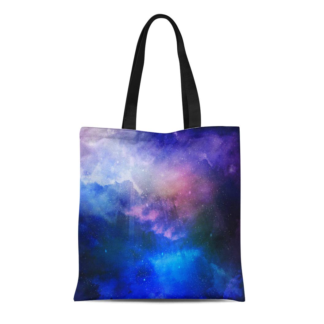 KDAGR Canvas Tote Bag Blue Abstract Universe Filled Stars Nebula and ...
