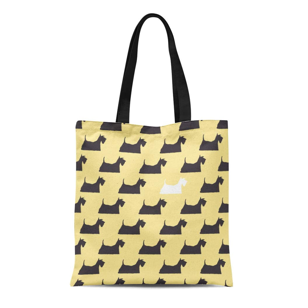 KDAGR Canvas Tote Bag Blue Pattern of Dog Silhouettes Endless Onto ...