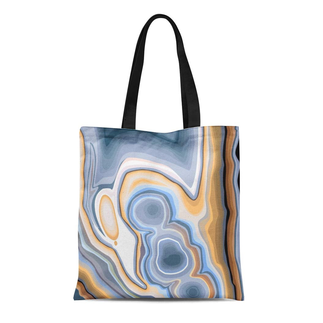 KDAGR Canvas Tote Bag Colorful Stone Cross Section of Agate Abstract ...