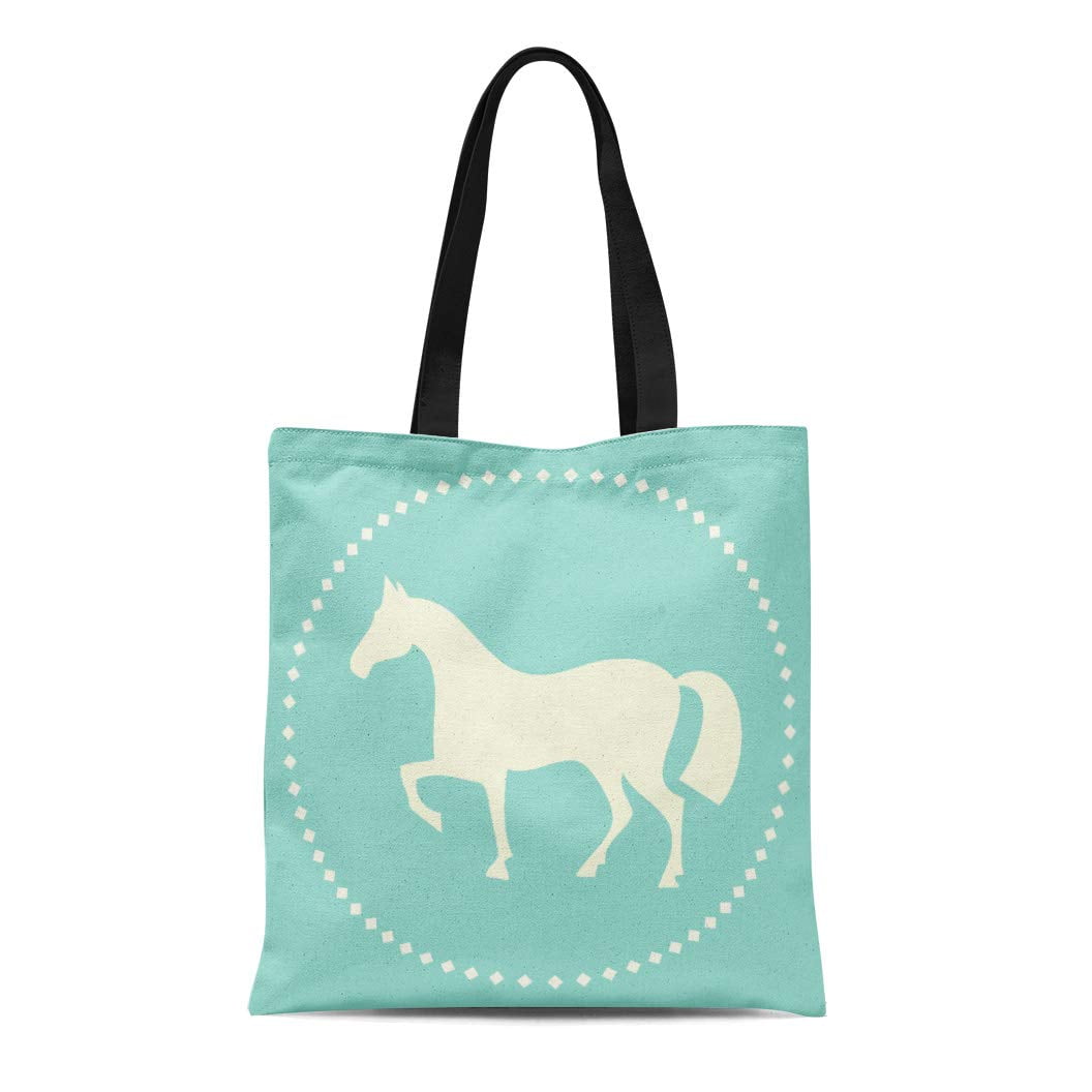 KDAGR Canvas Tote Bag Horses Horse Silhouette Pony Ponies Equestrian ...