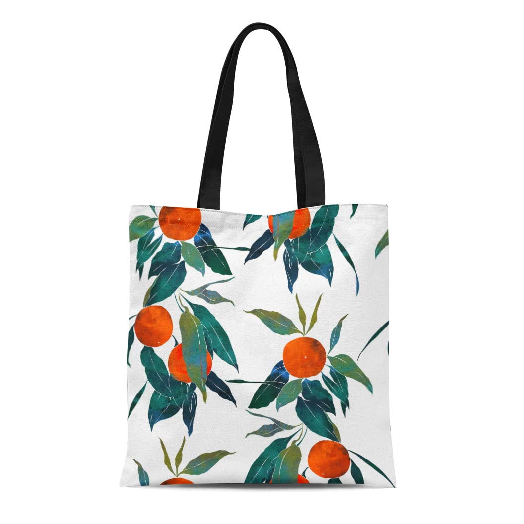 KDAGR Canvas Tote Bag Imprints Subtropical Tangerine Tree Fruit and ...