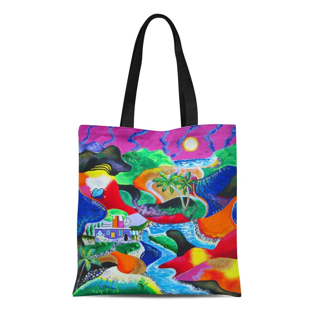 KDAGR Canvas Tote Bag Ocean Collage of Puerto Rico Caribbean Sea ...