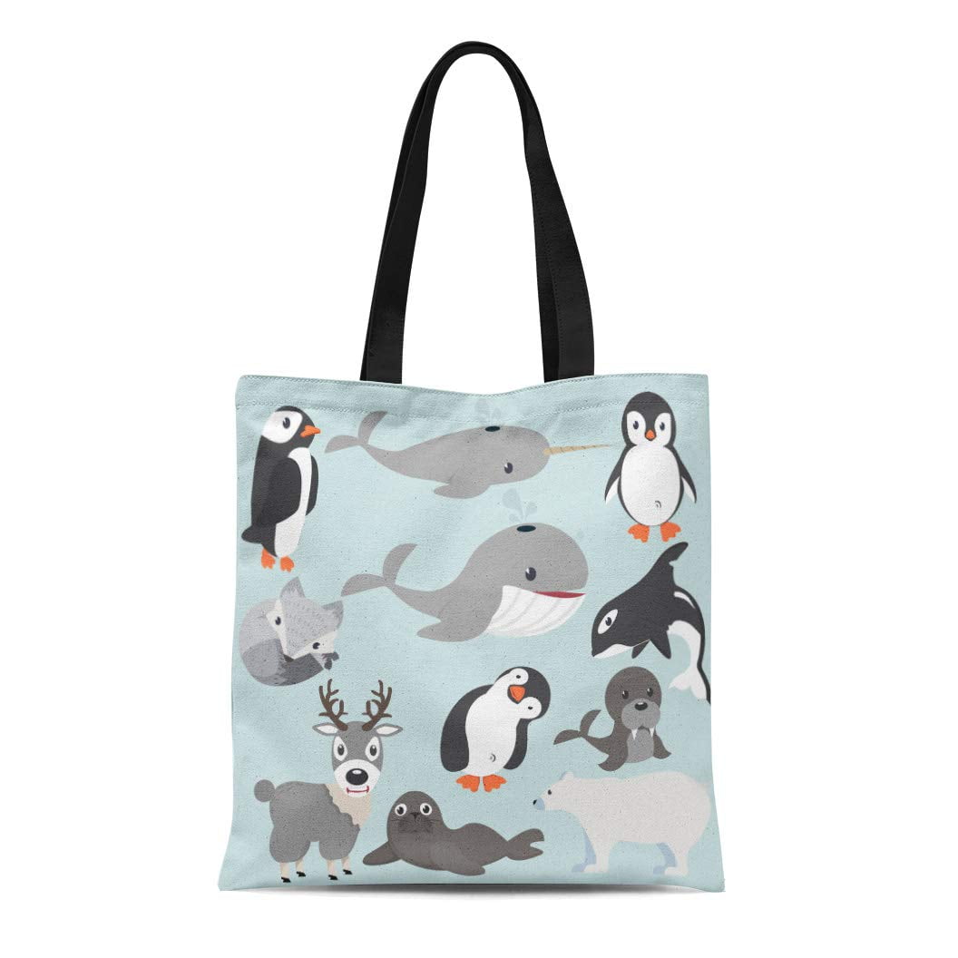 KDAGR Canvas Tote Bag Polar Artic Cartoon Collection Winter Bear ...