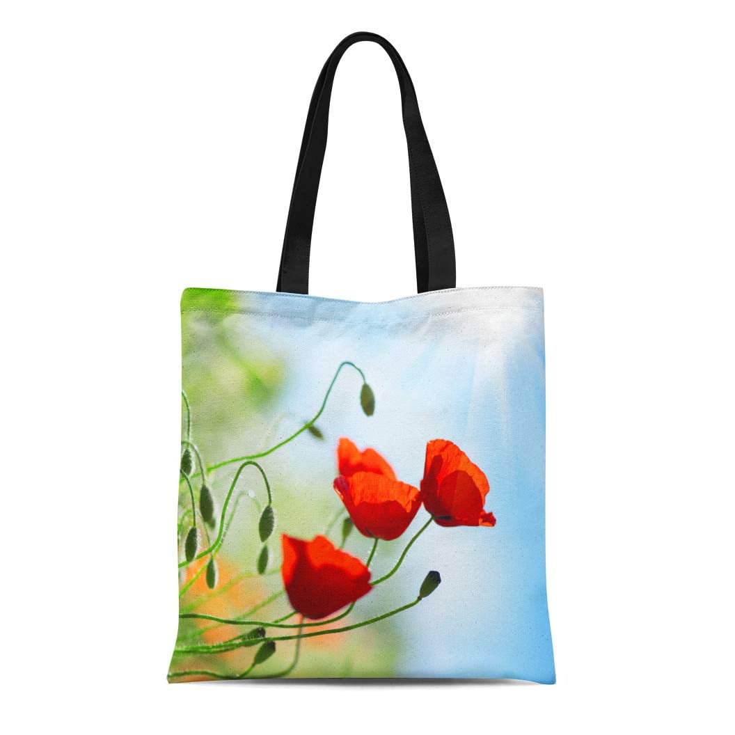 KDAGR Canvas Tote Bag Poppy Flowers Field Nature Spring Blooming ...