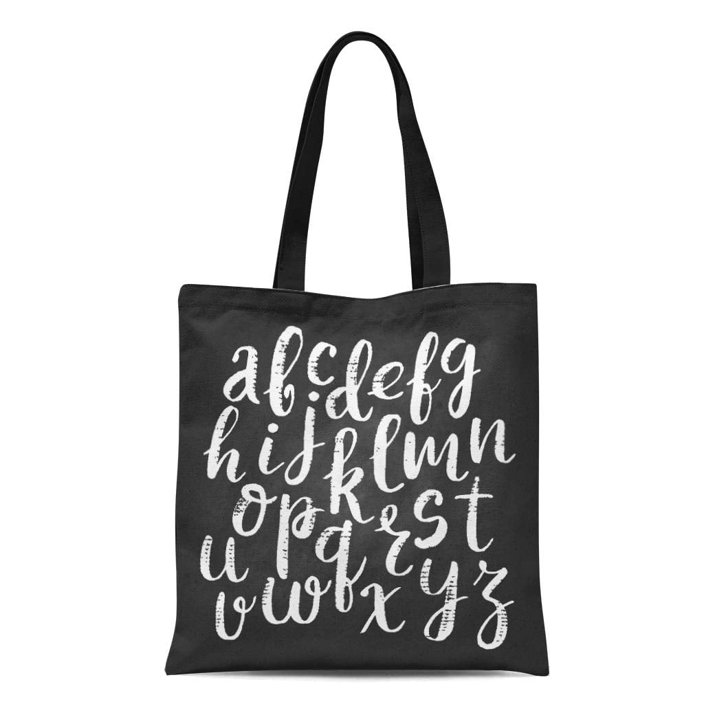 KDAGR Canvas Tote Bag Script Calligraphic English Alphabet Written ...