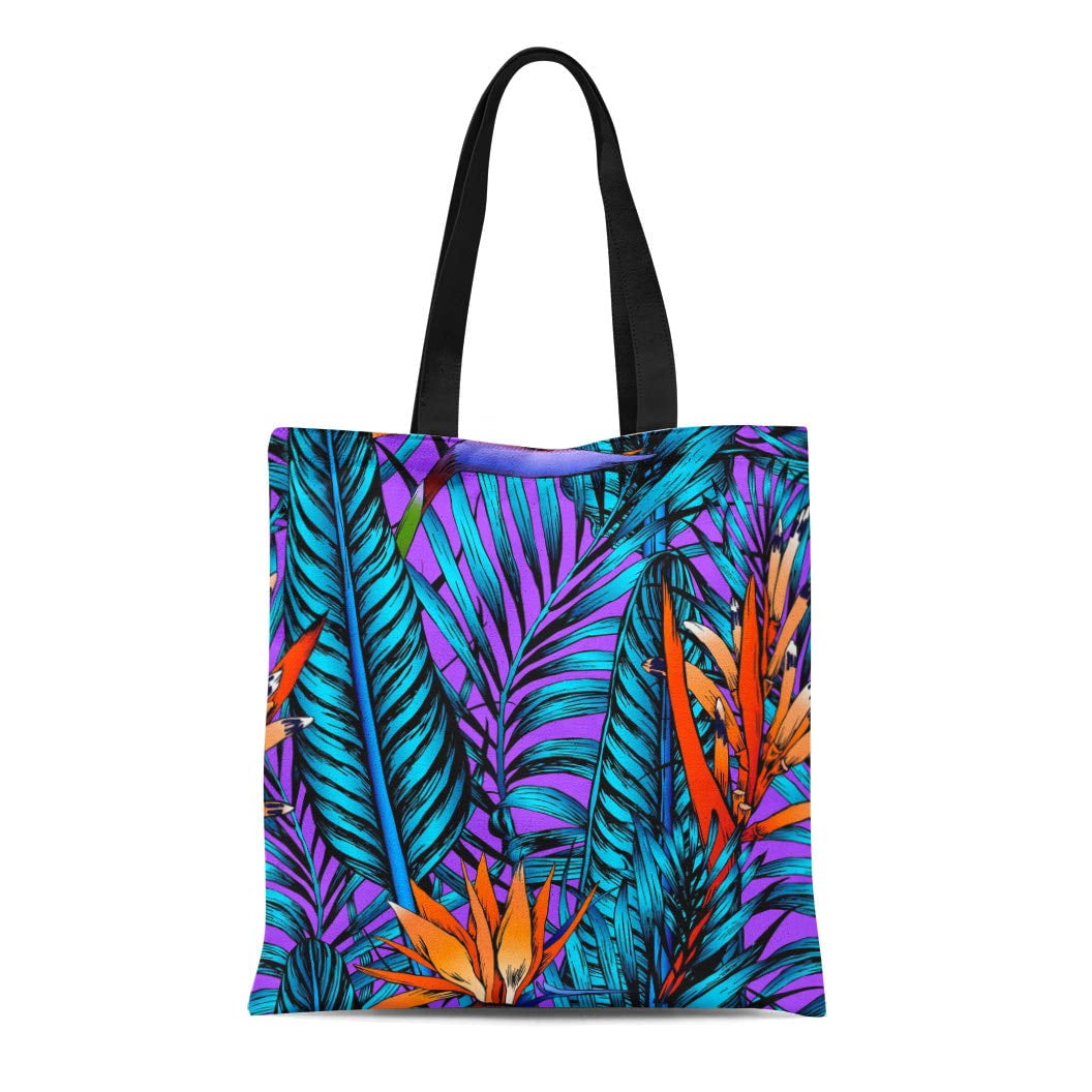 KDAGR Canvas Tote Bag Tropical Pattern Leaves Palm Tree Modern Graphics ...