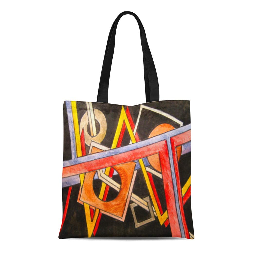 KDAGR Canvas Tote Bag Watercolor Bold Floating Abstract Geometric Cool ...