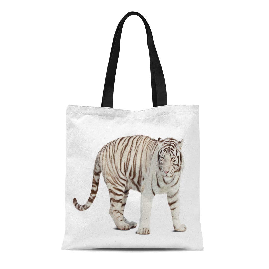 KDAGR Canvas Tote Bag White Tiger Over Shade Wild Panther Zoo Wildlife ...