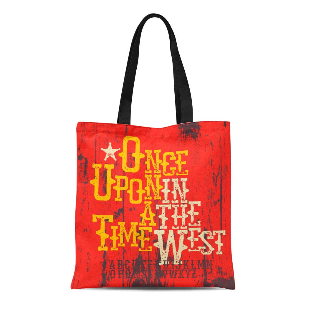 KDAGR Canvas Tote Bag Wild West Western Alphabet Spaghetti Sheriff Star ...