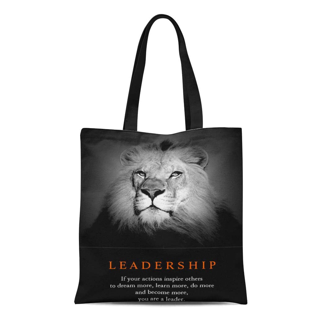 KDAGR Canvas Tote Bag Workplace Motivational Lion Home Office Wall ...