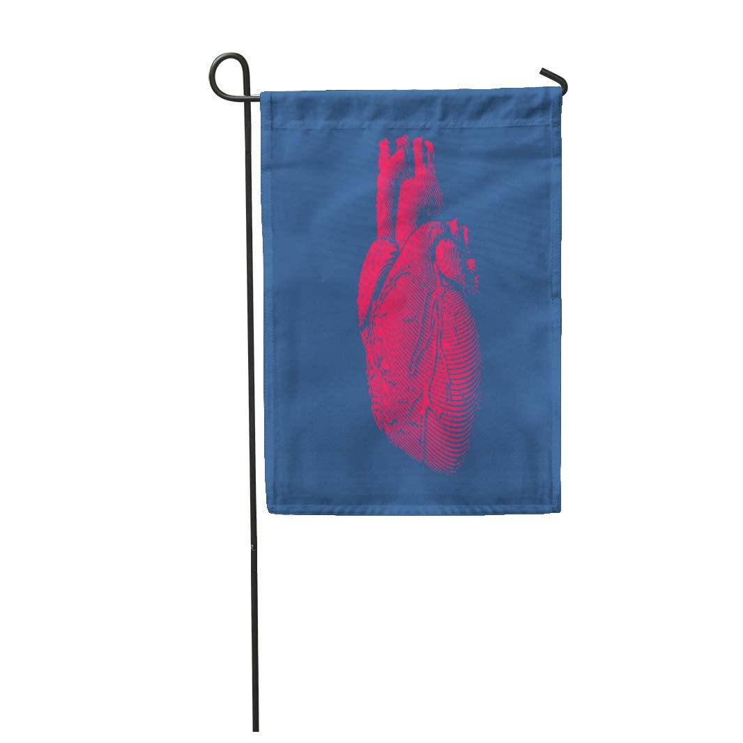 KDAGR Cardiology Engraving Colorful Red Human Heart on Dark Blue Garden ...