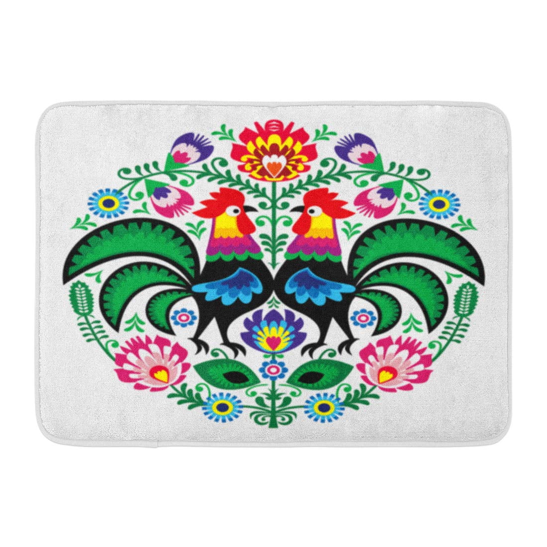 KDAGR Colorful Poland Polish Folk Floral Roosters Traditional Pattern ...