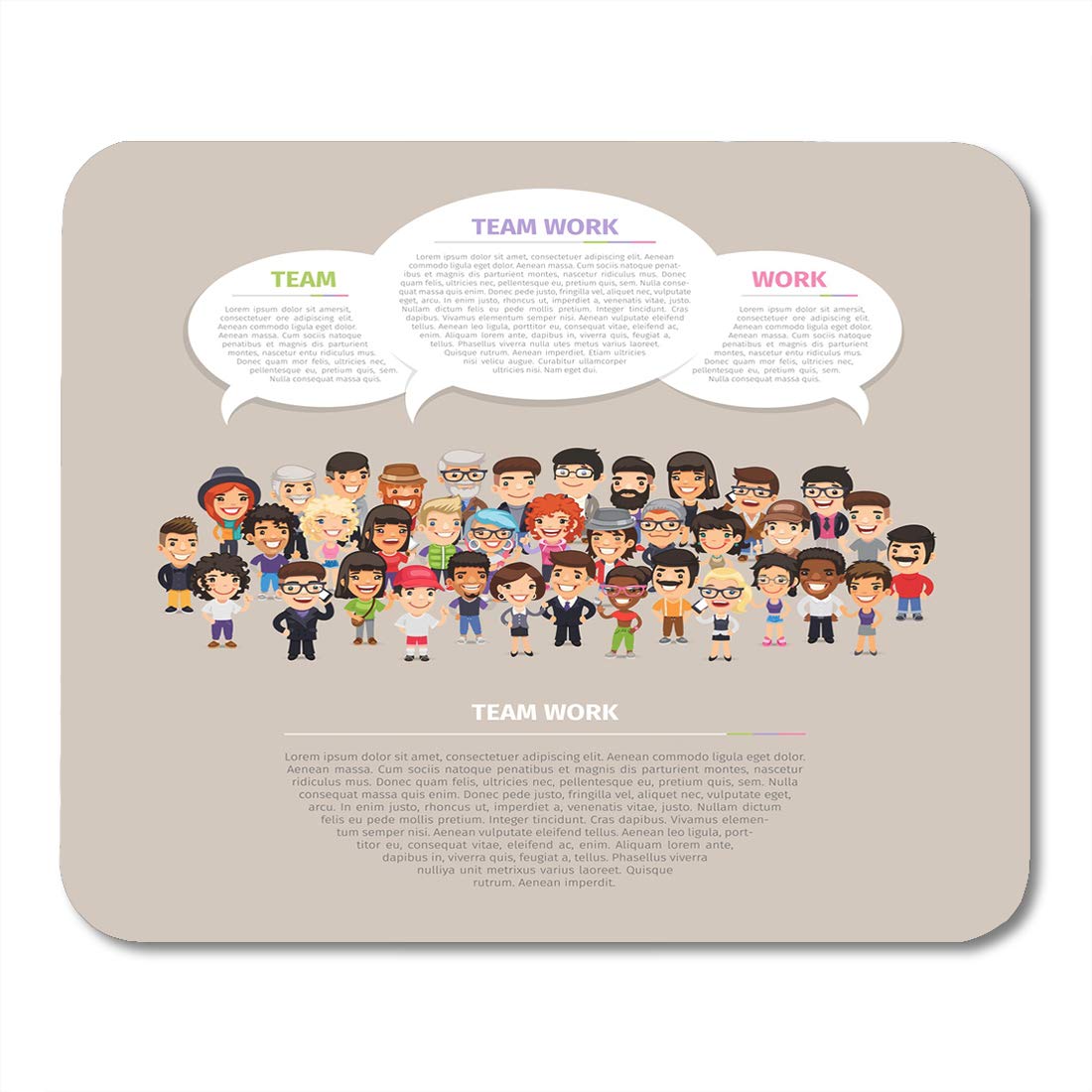 KDAGR Crowd Team Work with Big Group of Casually Dressed Flat Cartoon ...