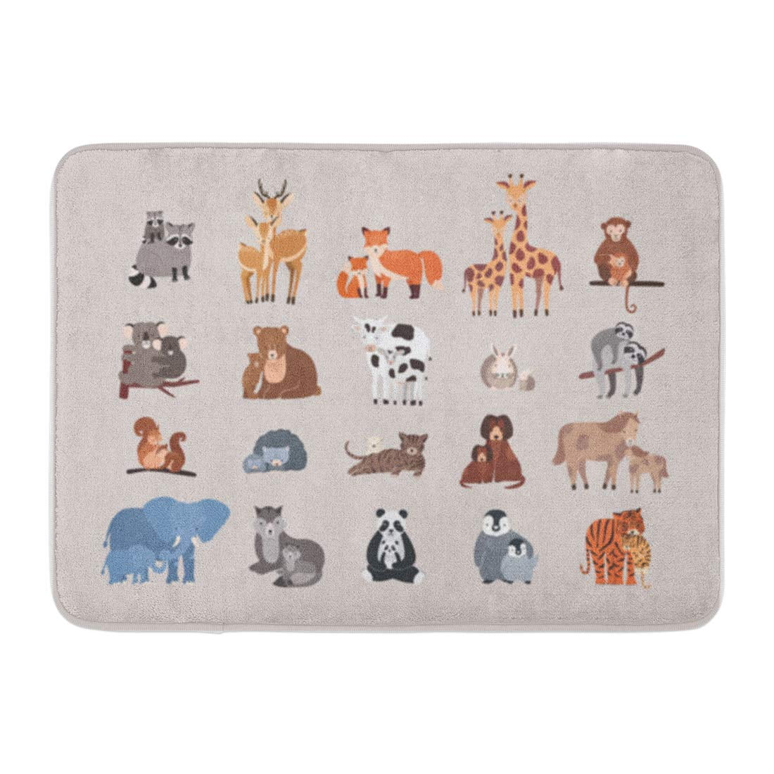 KDAGR Cute Babies Raccoon Deer Fox Giraffe Monkey Koala Doormat Floor ...