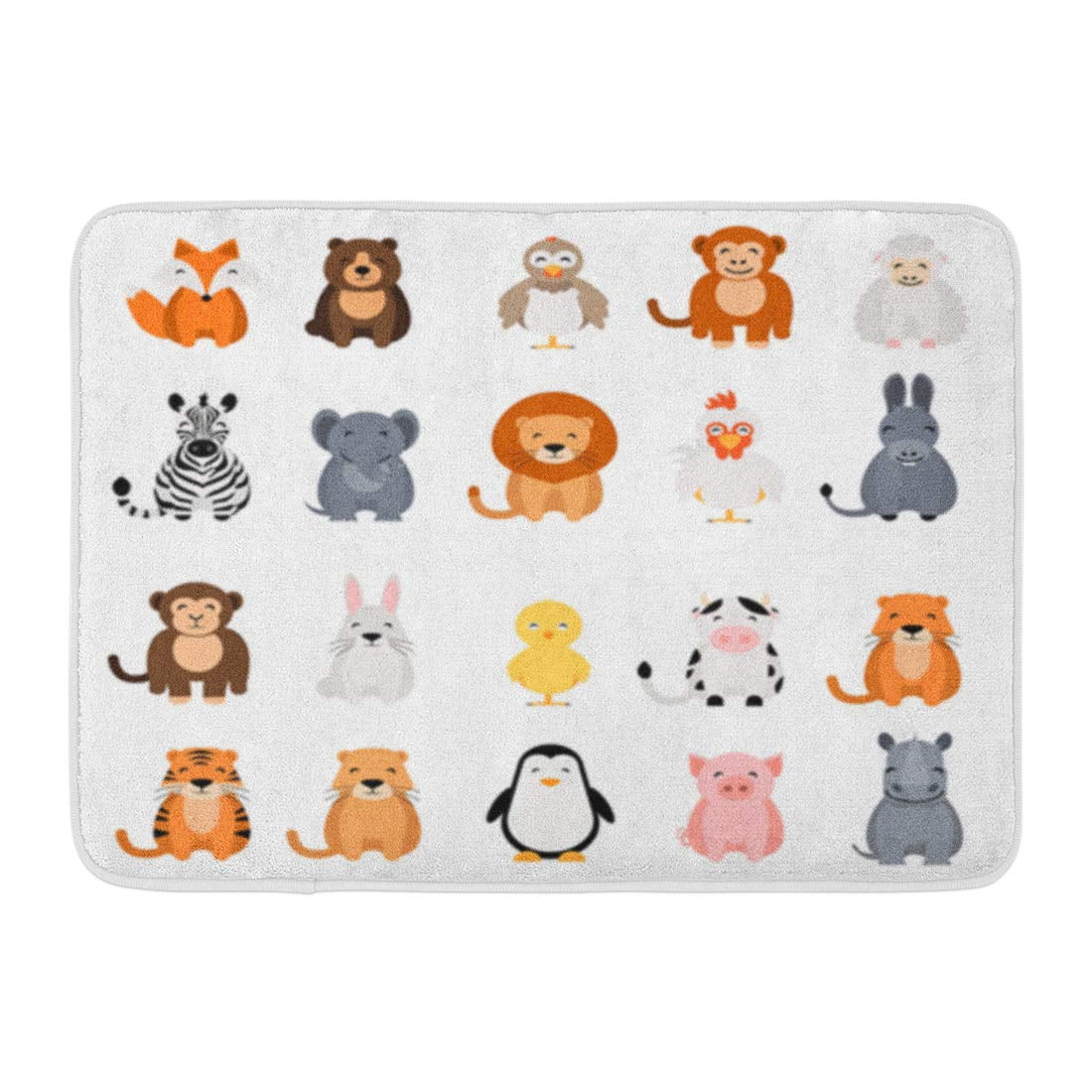 KDAGR Cute on White Fox Bear Elephant Hen Chicken Chick Rooster Lion ...
