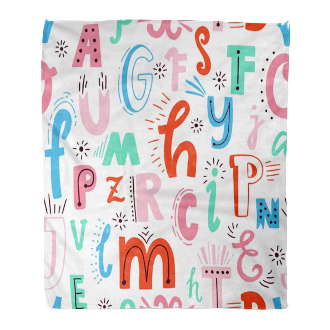 KDAGR Flannel Throw Blanket ABC Cute English Hand Written Alphabet ...