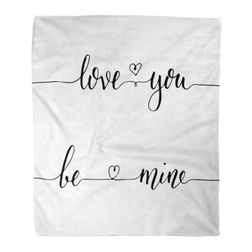KDAGR Flannel Throw Blanket Hand Lettering Love You and Be Mine Words ...