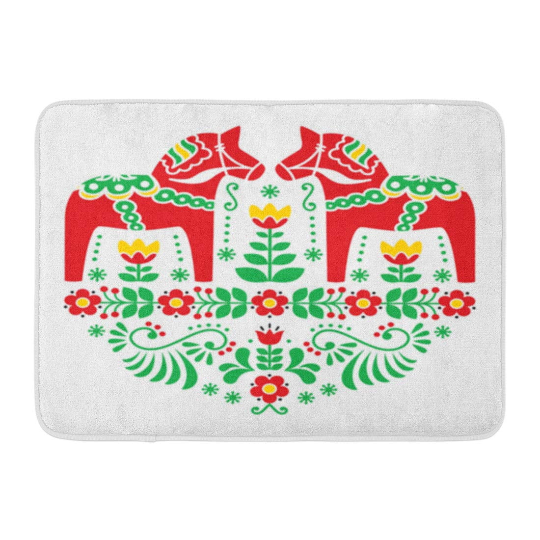 KDAGR Green Swedish Dala Daleclarian Horse Floral Folk Pattern Red ...