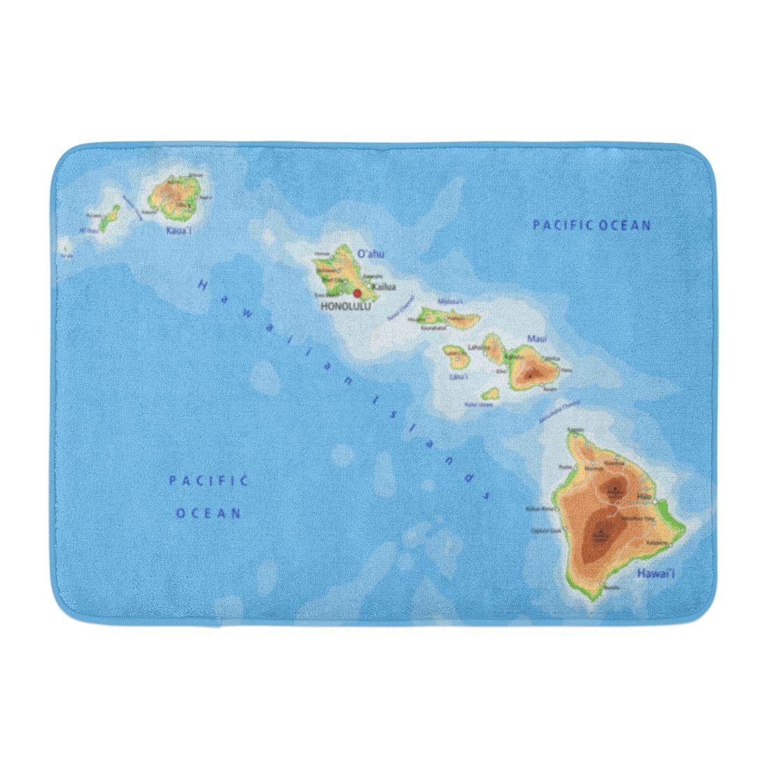 KDAGR Island High Detailed Hawaii Physical Map Labeling Hawaiian Maui ...