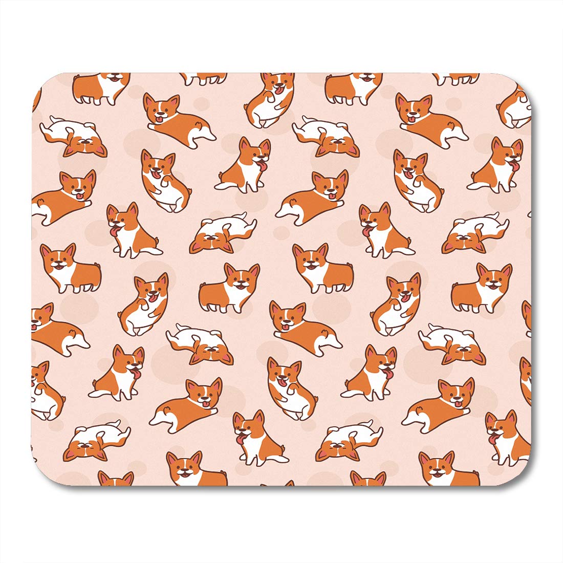 KDAGR Orange Dog Cartoon Corgis Pattern Cute Puppy Line Breed Mousepad ...