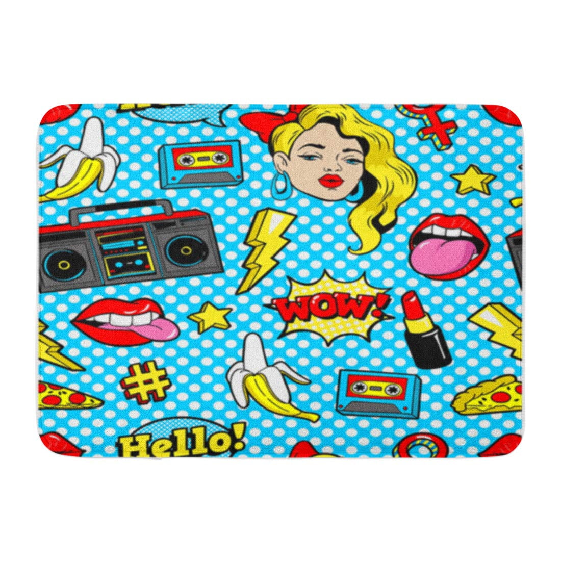 KDAGR Patch Badges Woman Lips Tape Recorder Speech Bubbles Pins Doormat ...