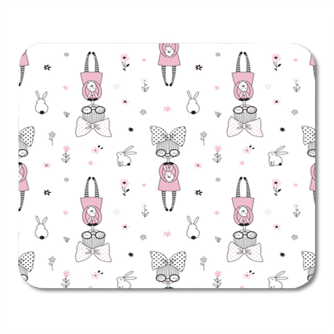 KDAGR Pink Adorable Little Girl Bunnies Pattern Baby Bunny Mousepad ...