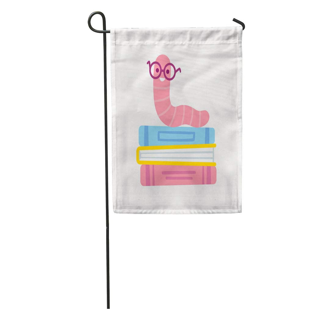 KDAGR Pink Cute Cartoon Bookworm Glasses on Stack of Books Simple ...