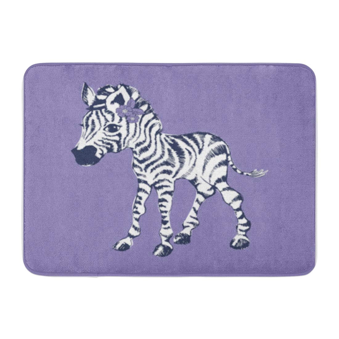 KDAGR Purple Drawn Cute Baby Zebra Girly Graphic Sweet Adorable Doormat ...