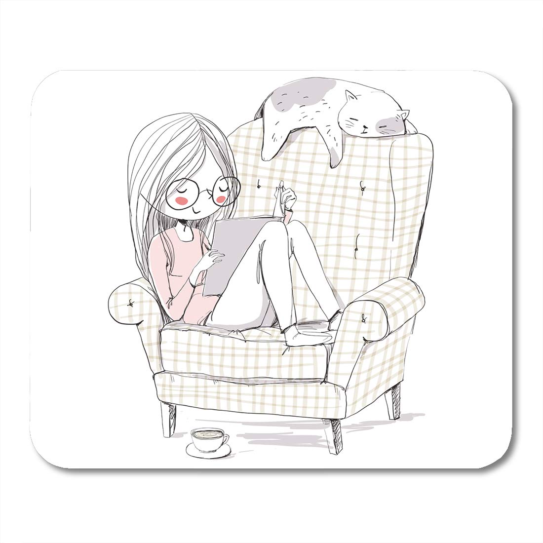 KDAGR Read Girl Reading Book in Armchair Cat Kid Woman Cute Teen ...