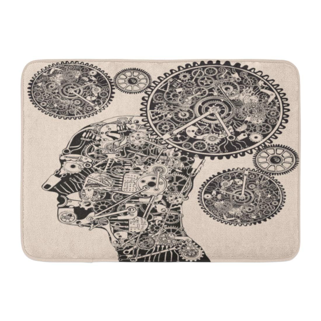 KDAGR Steampunk Time Clock Gear Mechanism Robot Watch Doormat Floor Rug ...