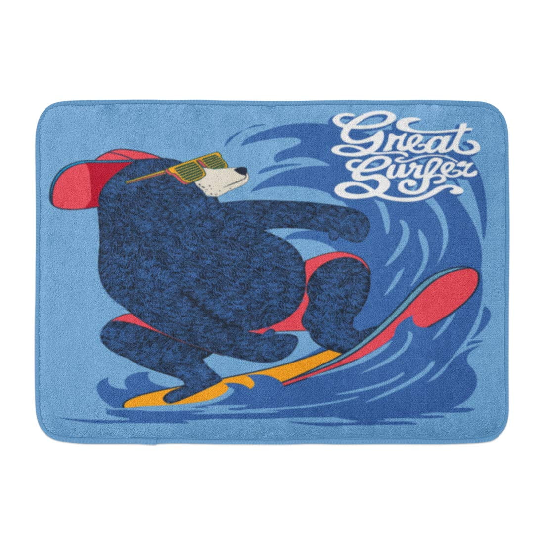 KDAGR Surf Cute Surfer Bear Cool Beach Funny Comic Doormat Floor Rug ...
