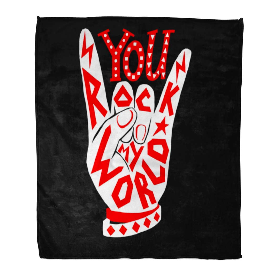 KDAGR Throw Blanket 58x80 Inches Pop You Rock My World Design and Roll ...