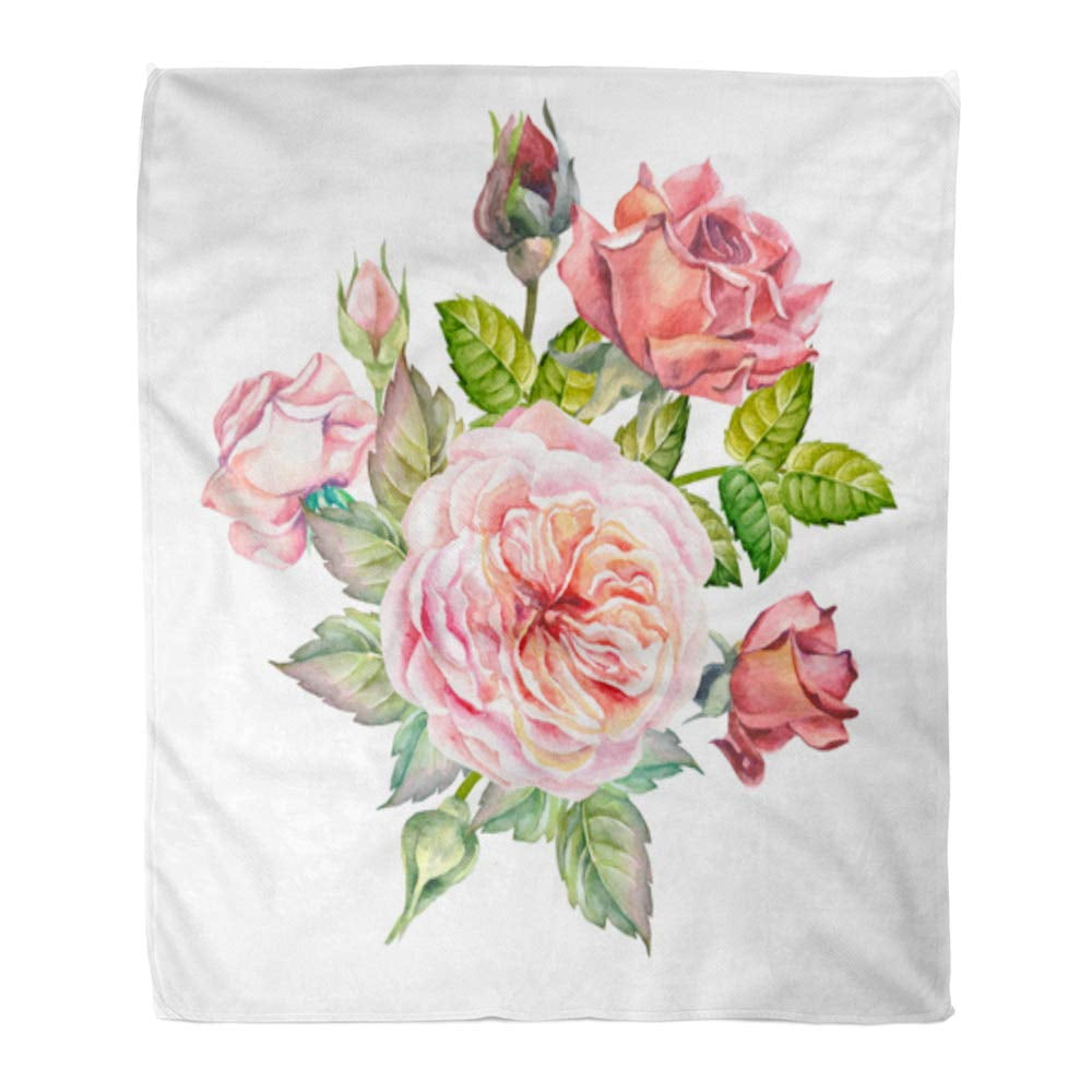 KDAGR Throw Blanket Warm Cozy Print Flannel Bloom Watercolor Red and ...