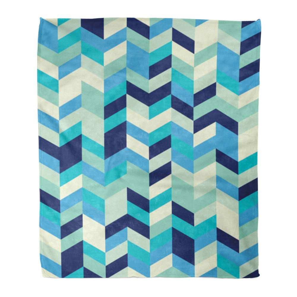 KDAGR Throw Blanket Warm Cozy Print Flannel Blue 70S Herringbone ...