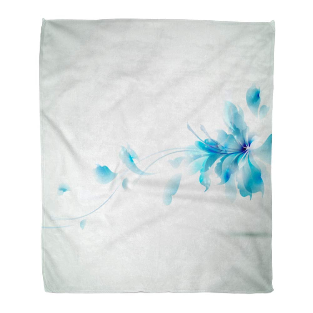 KDAGR Throw Blanket Warm Cozy Print Flannel Floral Tender with Blue ...