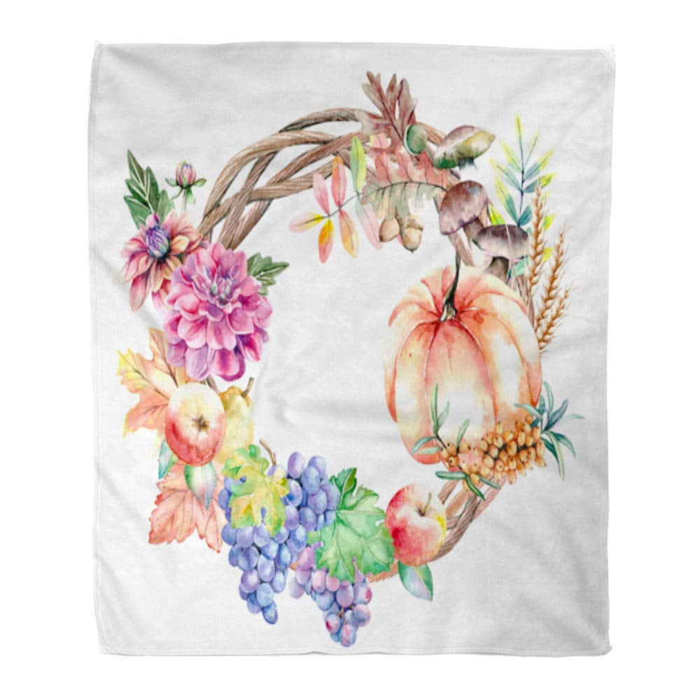 KDAGR Throw Blanket Warm Cozy Print Flannel Hand Watercolor of Autumn ...