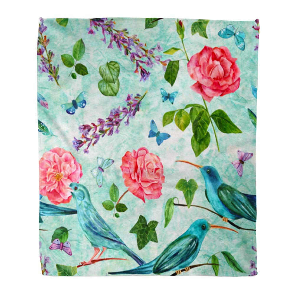 KDAGR Throw Blanket Warm Cozy Print Flannel Watercolor Drawings of Pink ...