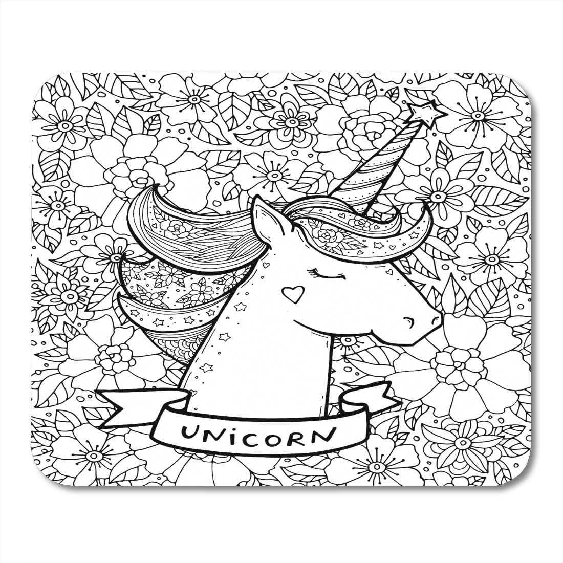 KDAGR Unicorn Text Flower Pattern Magical Black and White Coloring Book ...