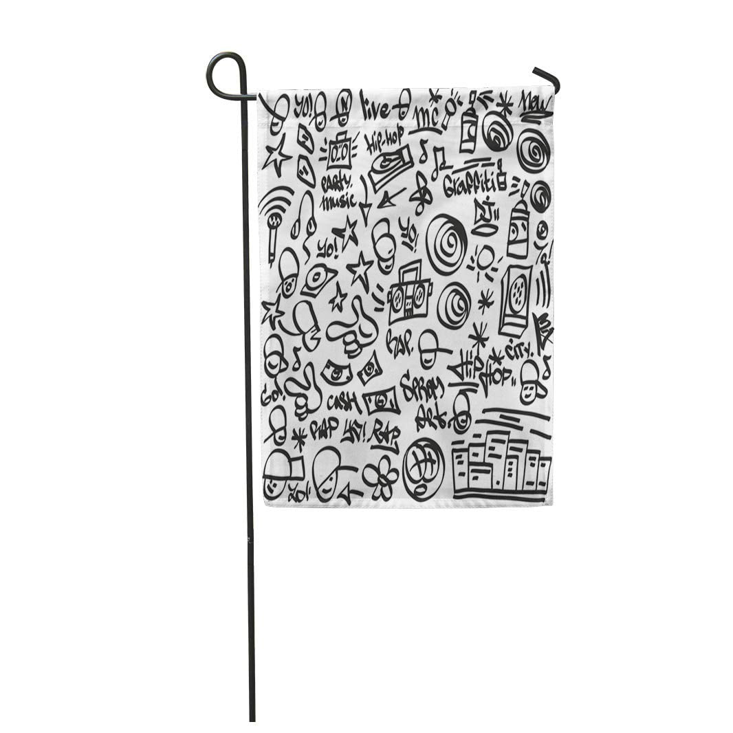 KDAGR Urban Rap Hip Hop Symbols Doodles Felt Party Pen Garden Flag ...