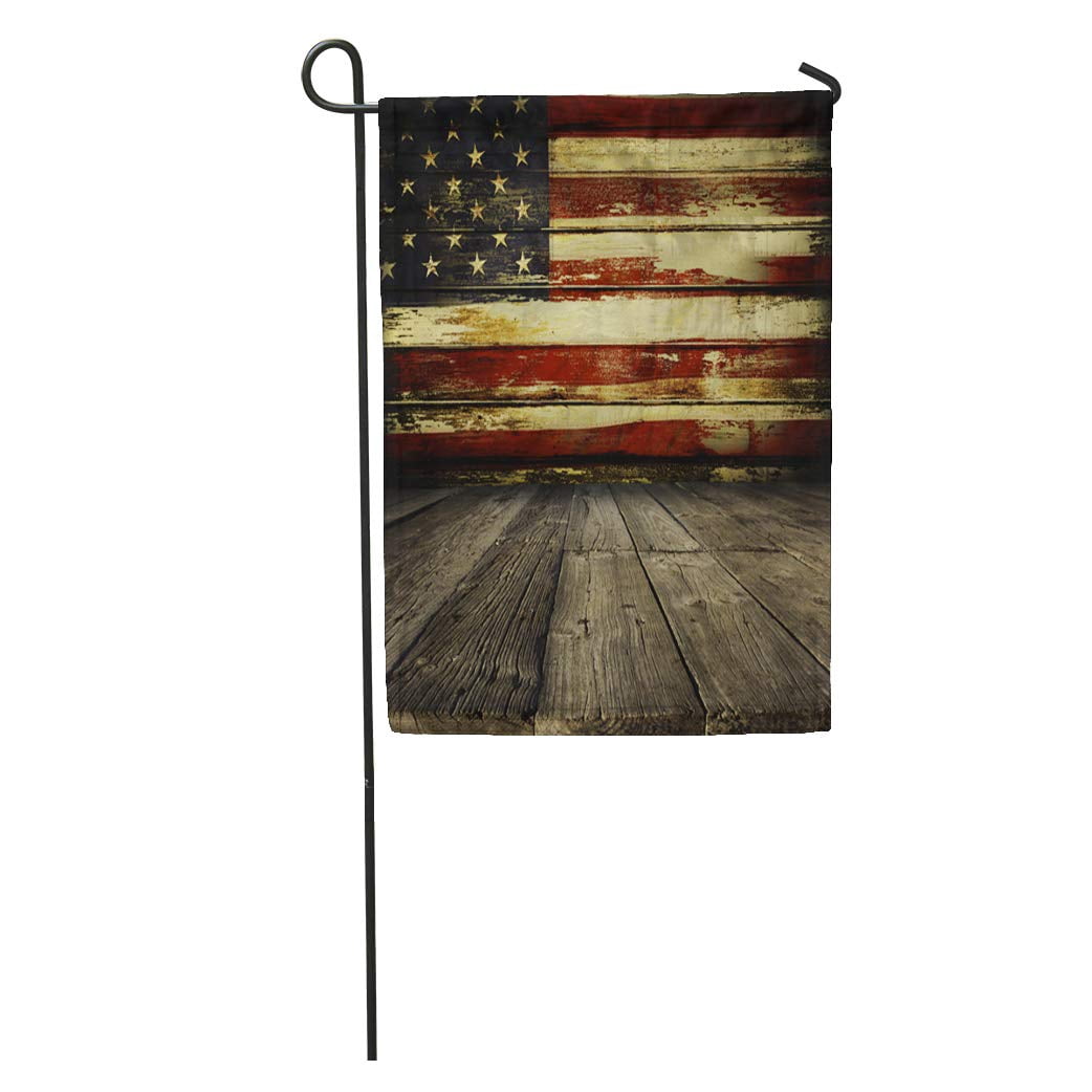 KDAGR Wood Wooden Floor and American Flag on Wall Rustic Patriotic ...